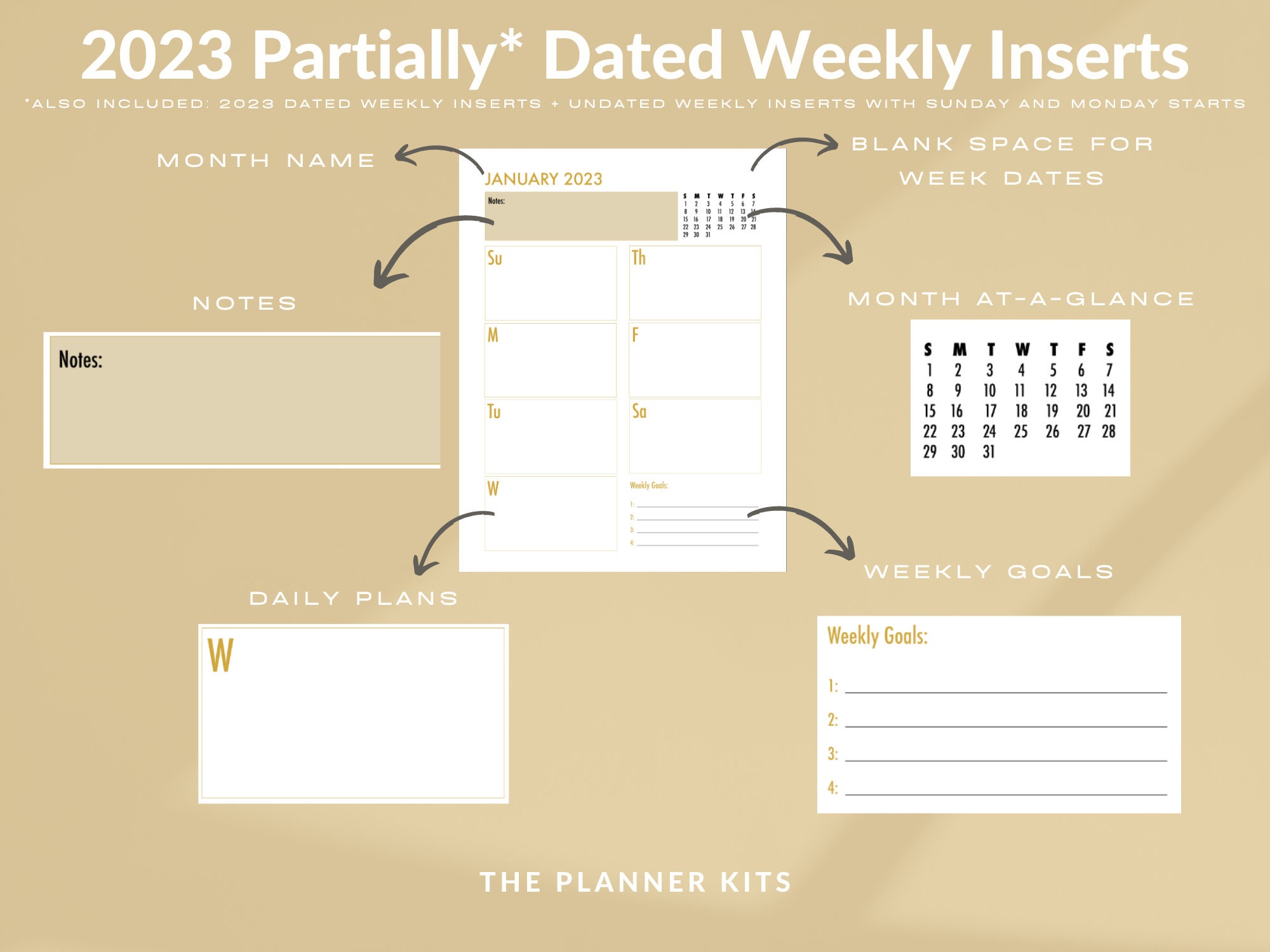 2023 Ultimate Happy Gold Planner Printable, 2023 Calendar, Monthly ...