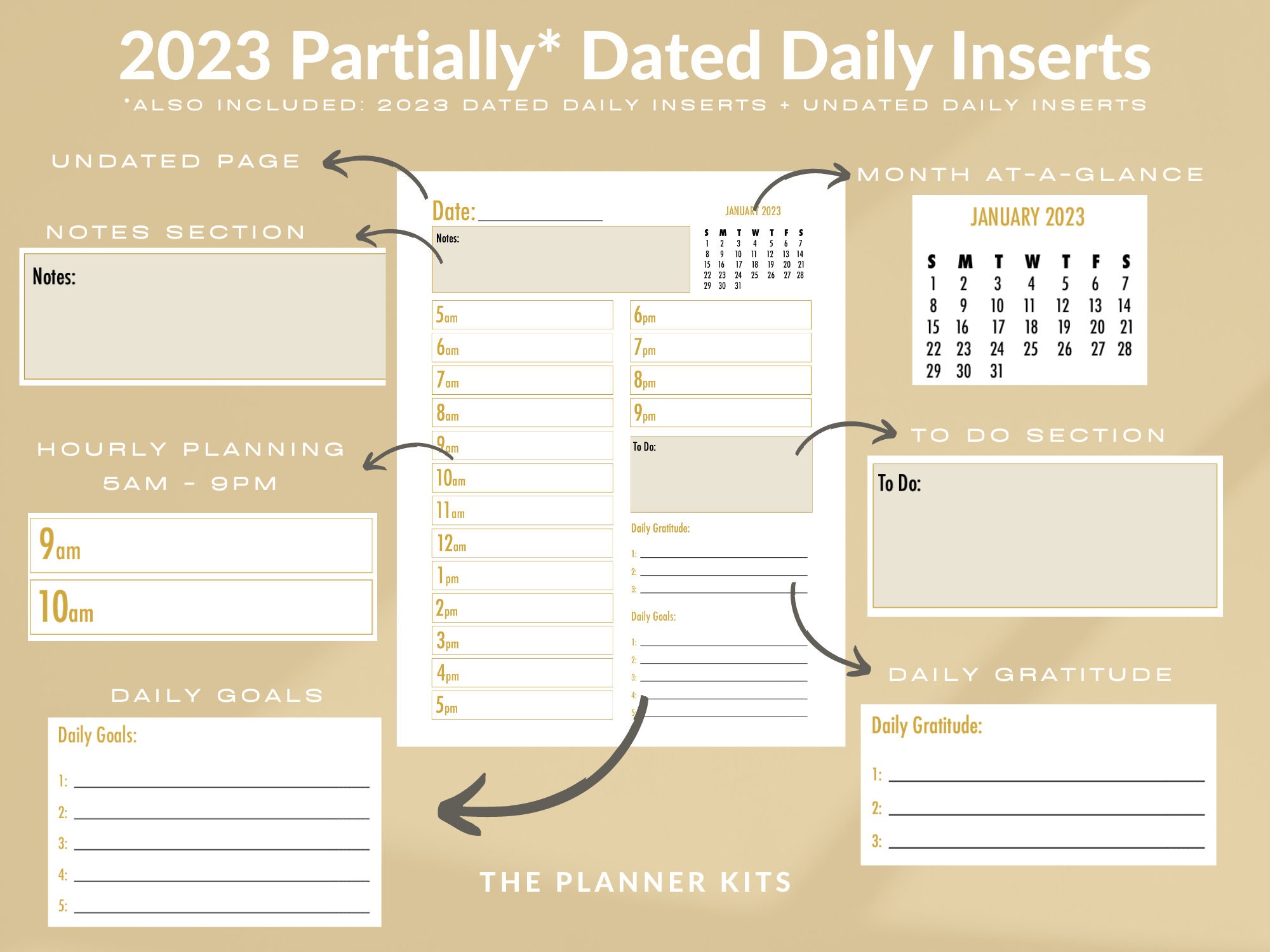 2023 Ultimate Happy Gold Planner Printable, 2023 Calendar, Monthly ...