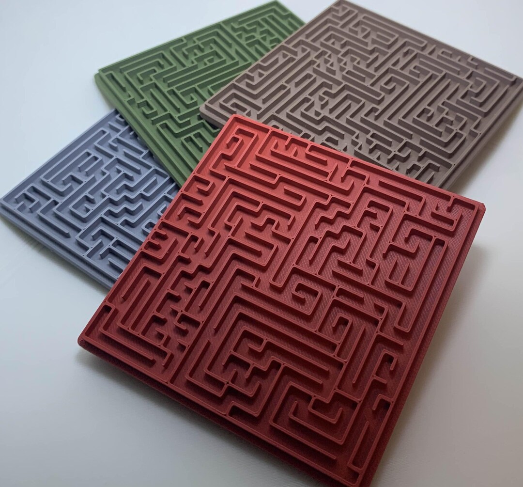 Square Maze Coasters With Holder, Set of 4 - Etsy