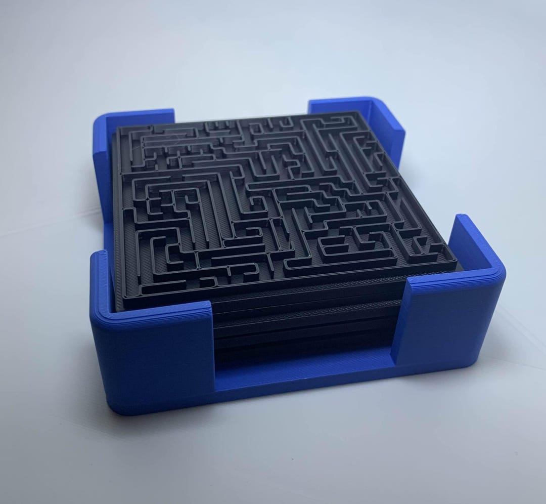 Square Maze Coasters With Holder, Set of 4 - Etsy