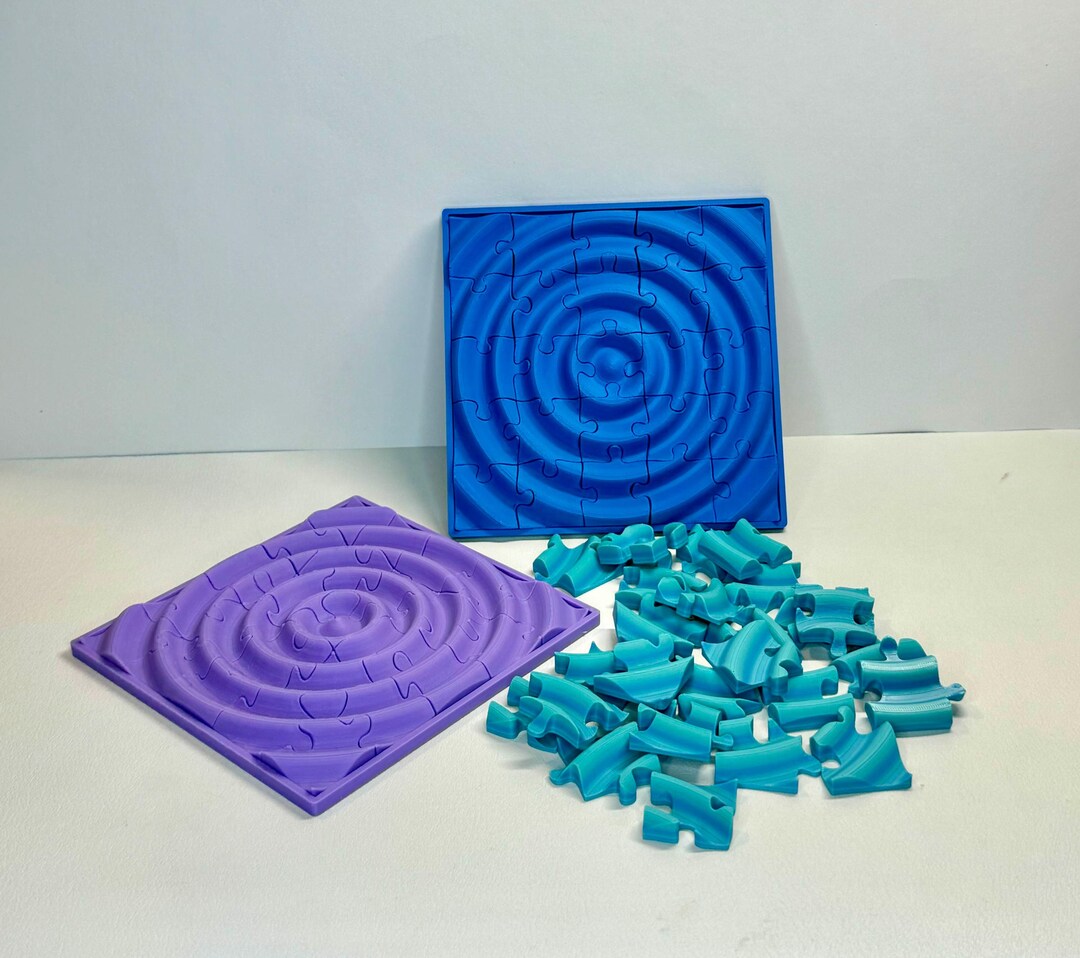 Wave Ripple 3D Printed Puzzle – Challenging 25 Pieces, Custom Colors ...