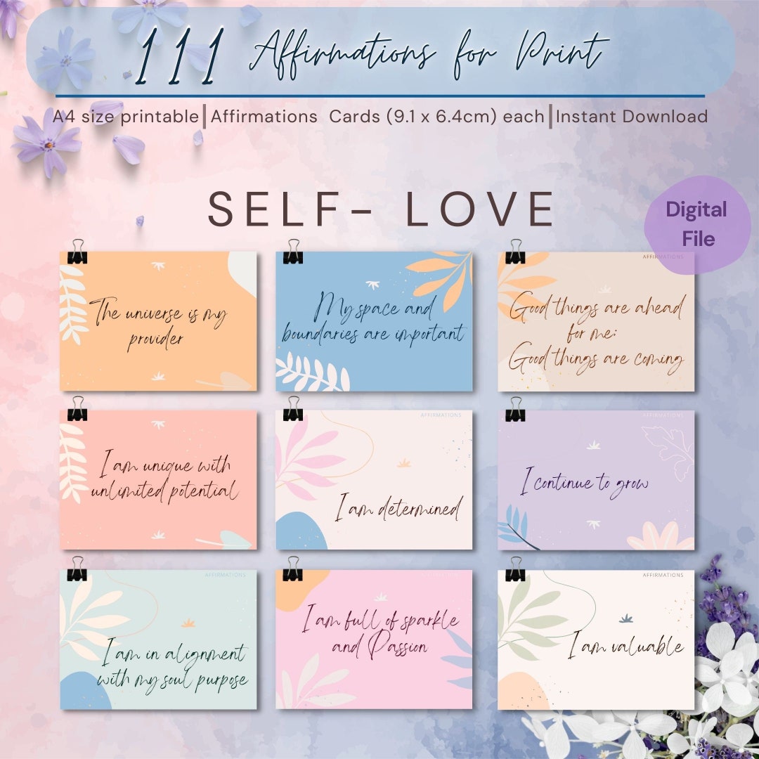 111 Self Love Affirmation Cards Deck Affirmation Cards Minimalist