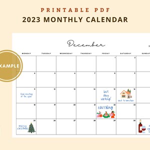 2023 Monthly Calendar, Landscape Calendar Template, Printable Calendar ...