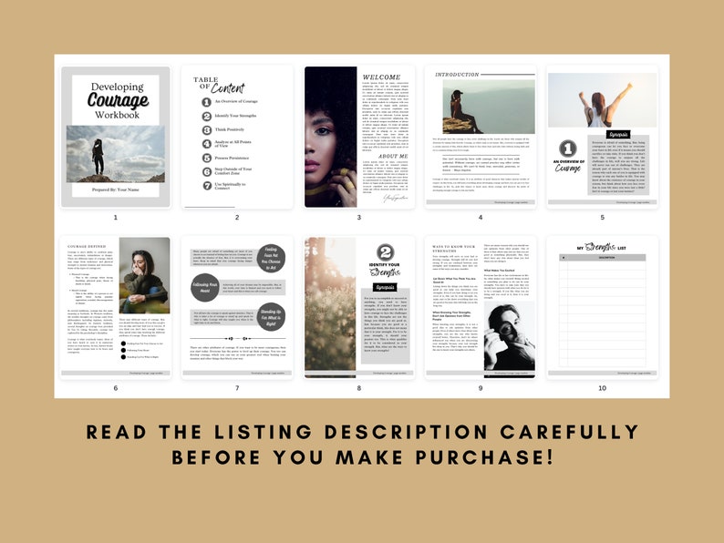 Developing Courage Workbook, Done for You Ebook, Editable Canva Template, Rebrandable Coach ...