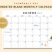 Undated Blank Monthly Calendar Landscape Template, Printable Blank ...