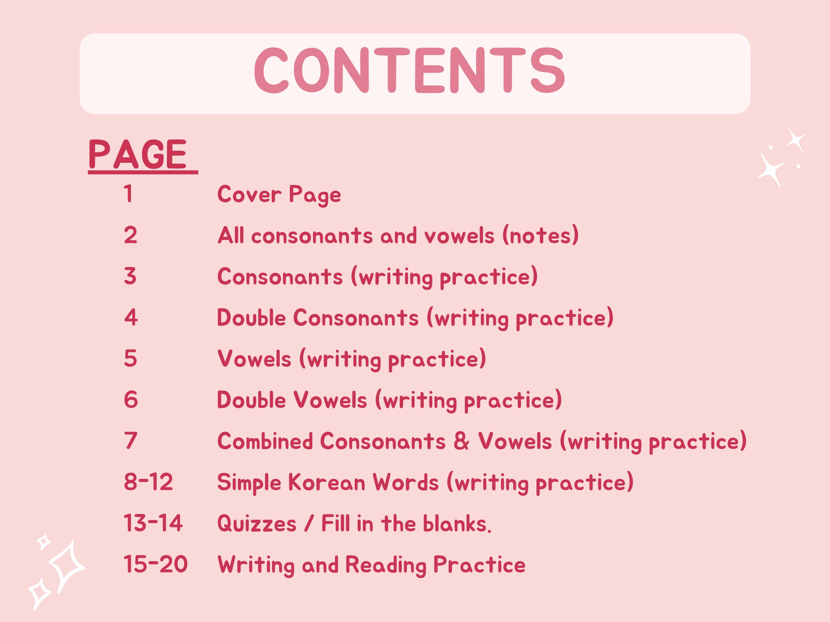 W2-korean Hangul Writing Practice Worksheets for Beginners, Learn ...