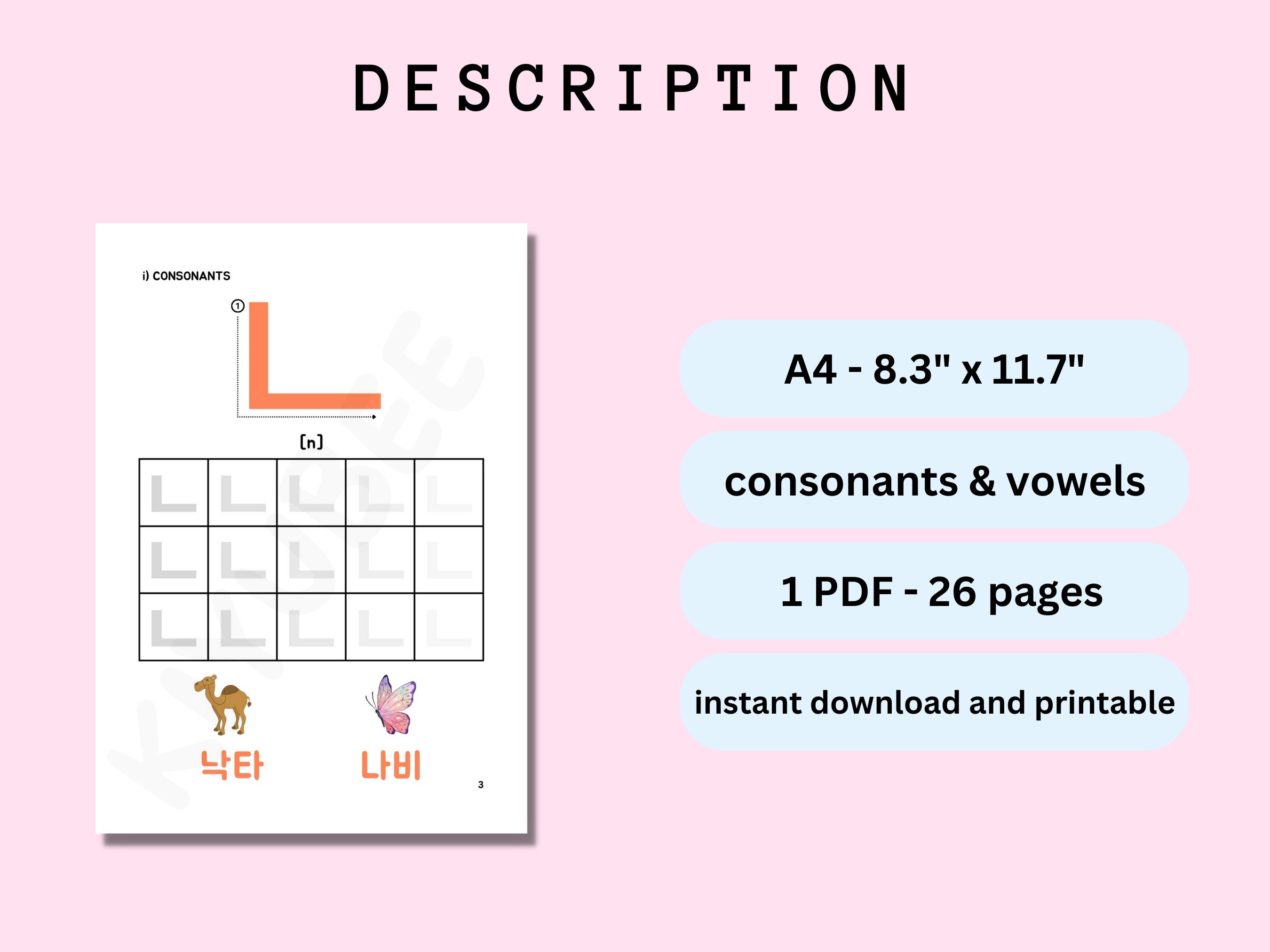 Korean Hangul Stroke Order Writing Practice Worksheets For Beginners