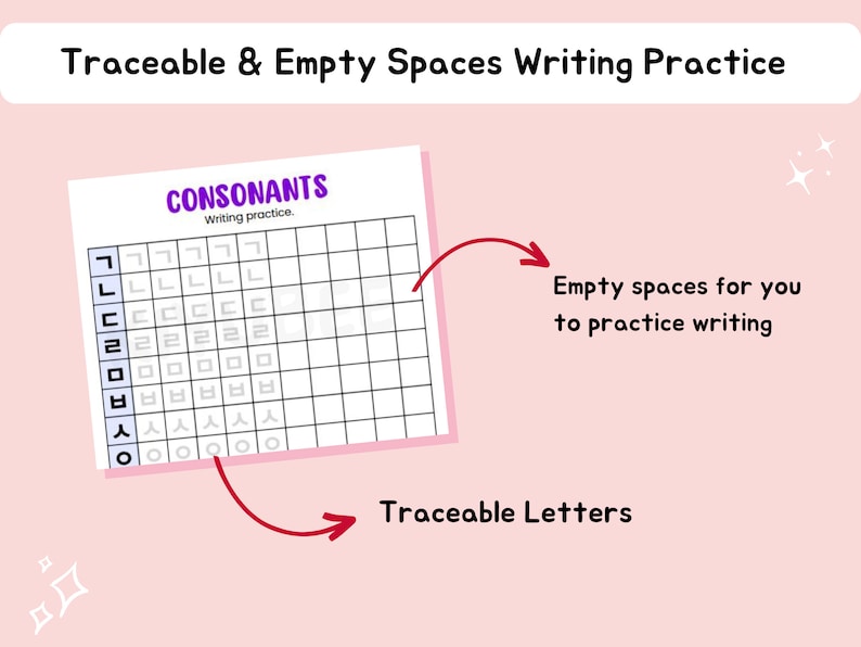 W2-korean Hangul Writing Practice Worksheets for Beginners, Learn Korean, Korean Language ...