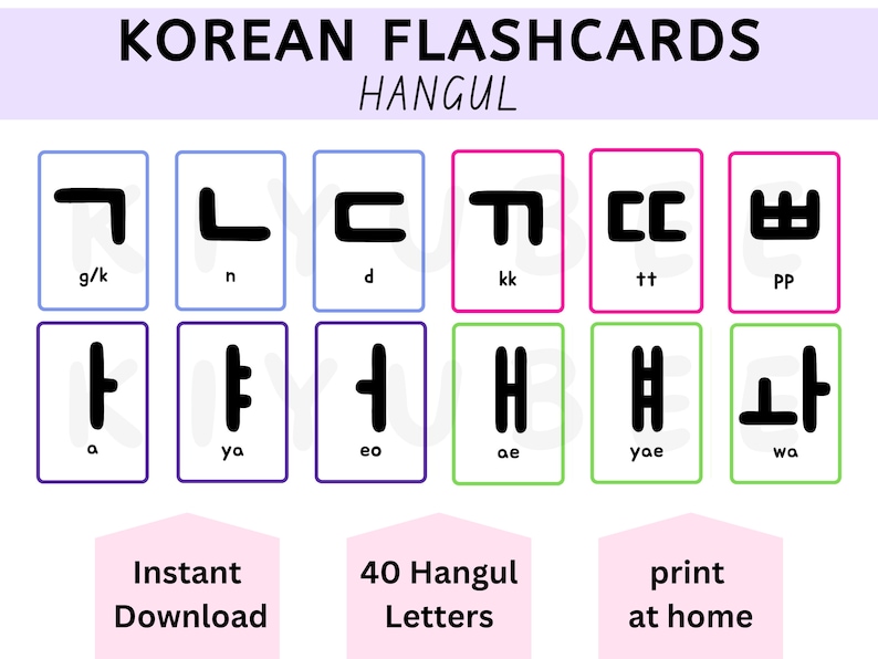 F1-korean Hangul Flashcards Printable|korean Alphabet Printable ...