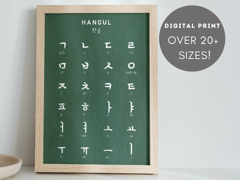 Korean Alphabet Hangul Poster, Calligraphy Hangul Poster, Blackboard ...