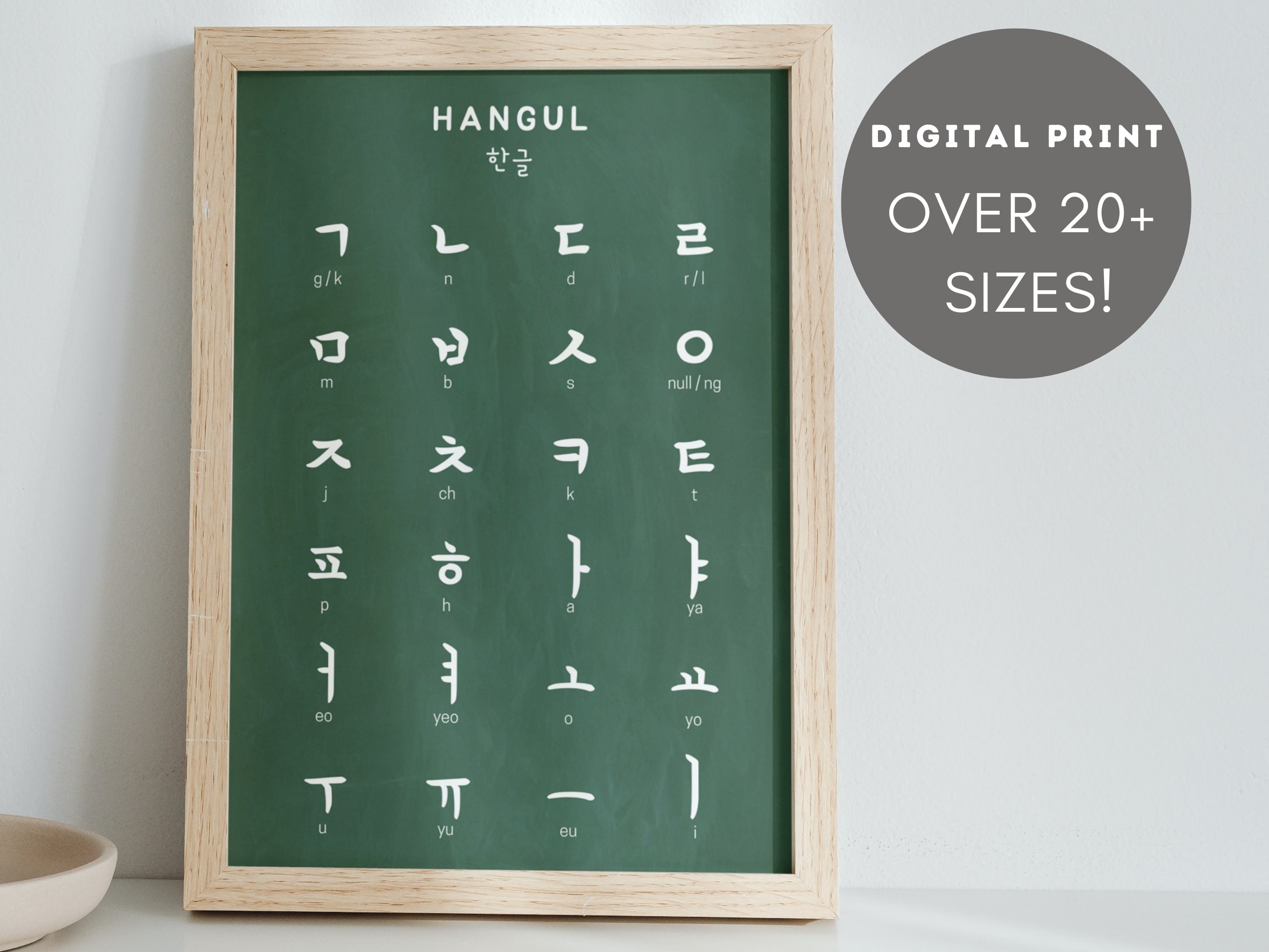 Korean Alphabet Hangul Poster, Calligraphy Hangul Poster, Blackboard ...