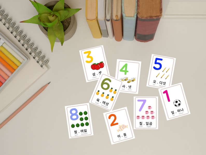 Korean Numbers Flashcards Printable Korean Flashcards Digital ...