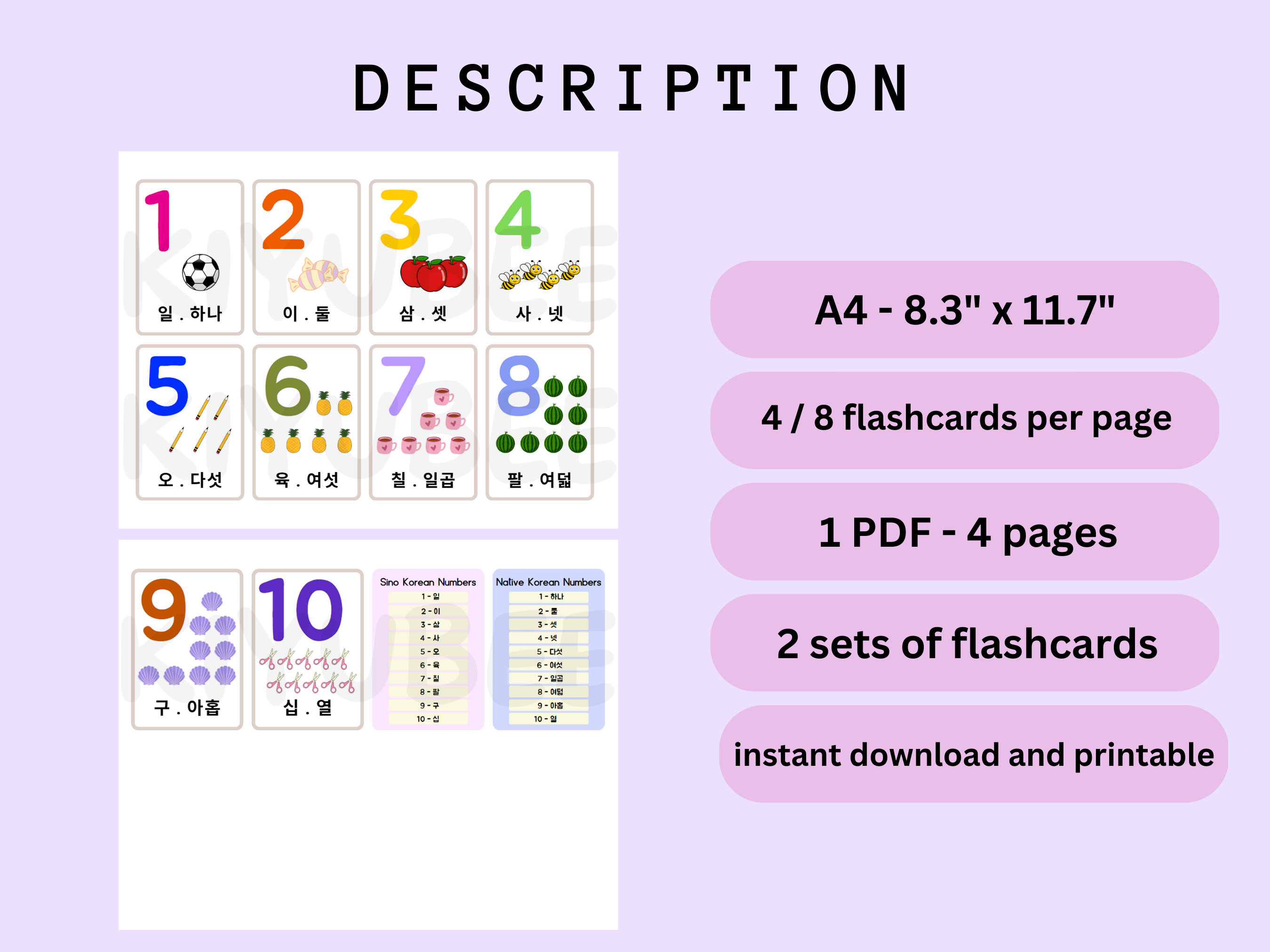 Korean Numbers Flashcards Printable Korean Flashcards Digital ...