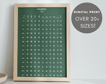 Korean Alphabet Hangul Poster, Calligraphy Hangul Poster, Blackboard ...