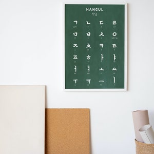 Korean Alphabet Hangul Poster, Calligraphy Hangul Poster, Blackboard ...