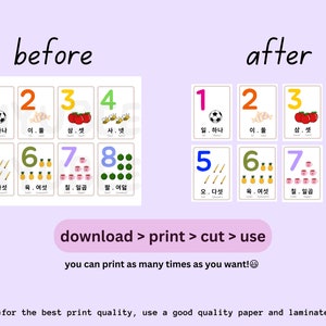 Korean Numbers Flashcards Printable Korean Flashcards Digital ...