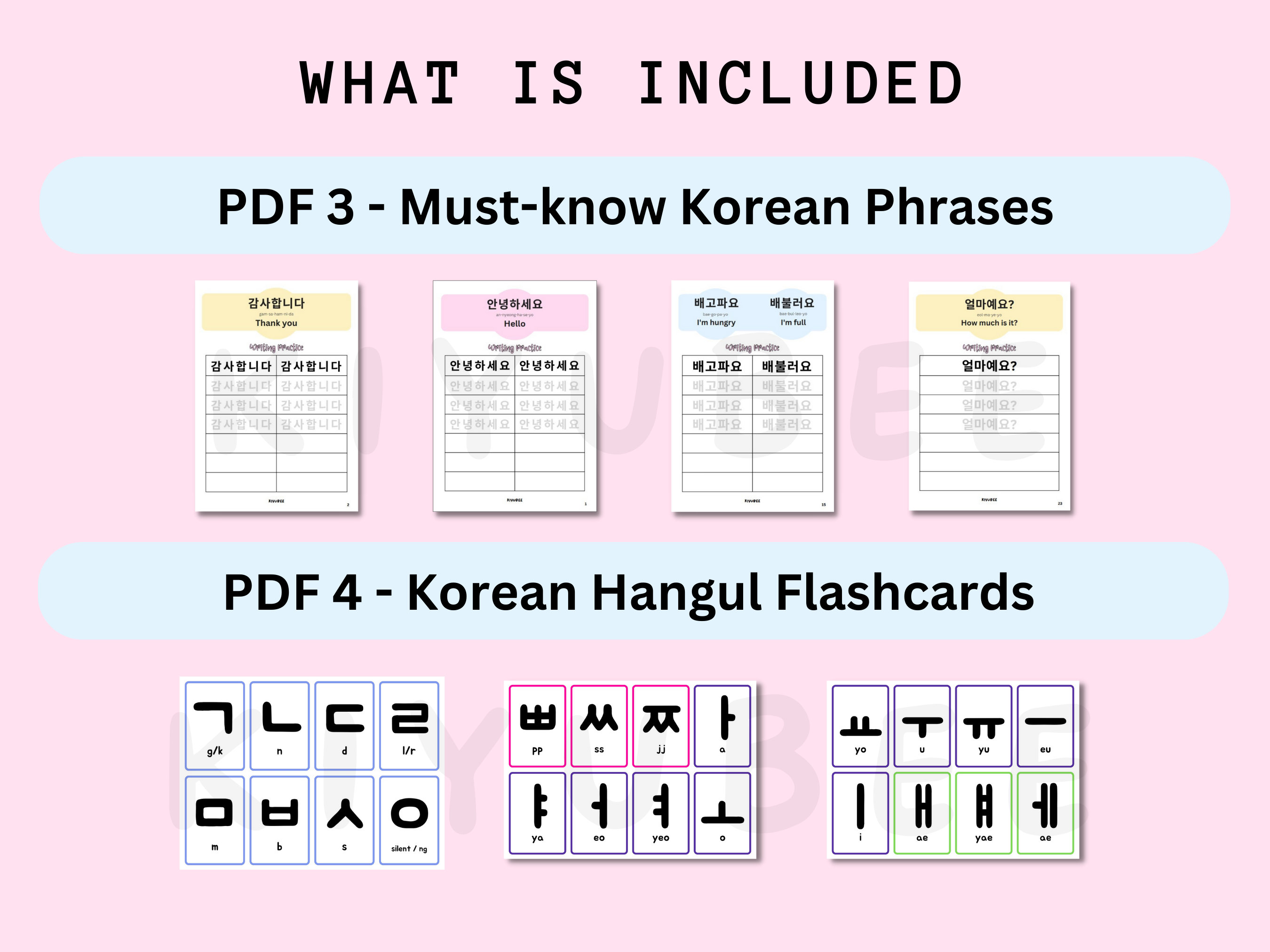 B1-korean Worksheets & Flashcards Bundle,hangul Writing Practice ...