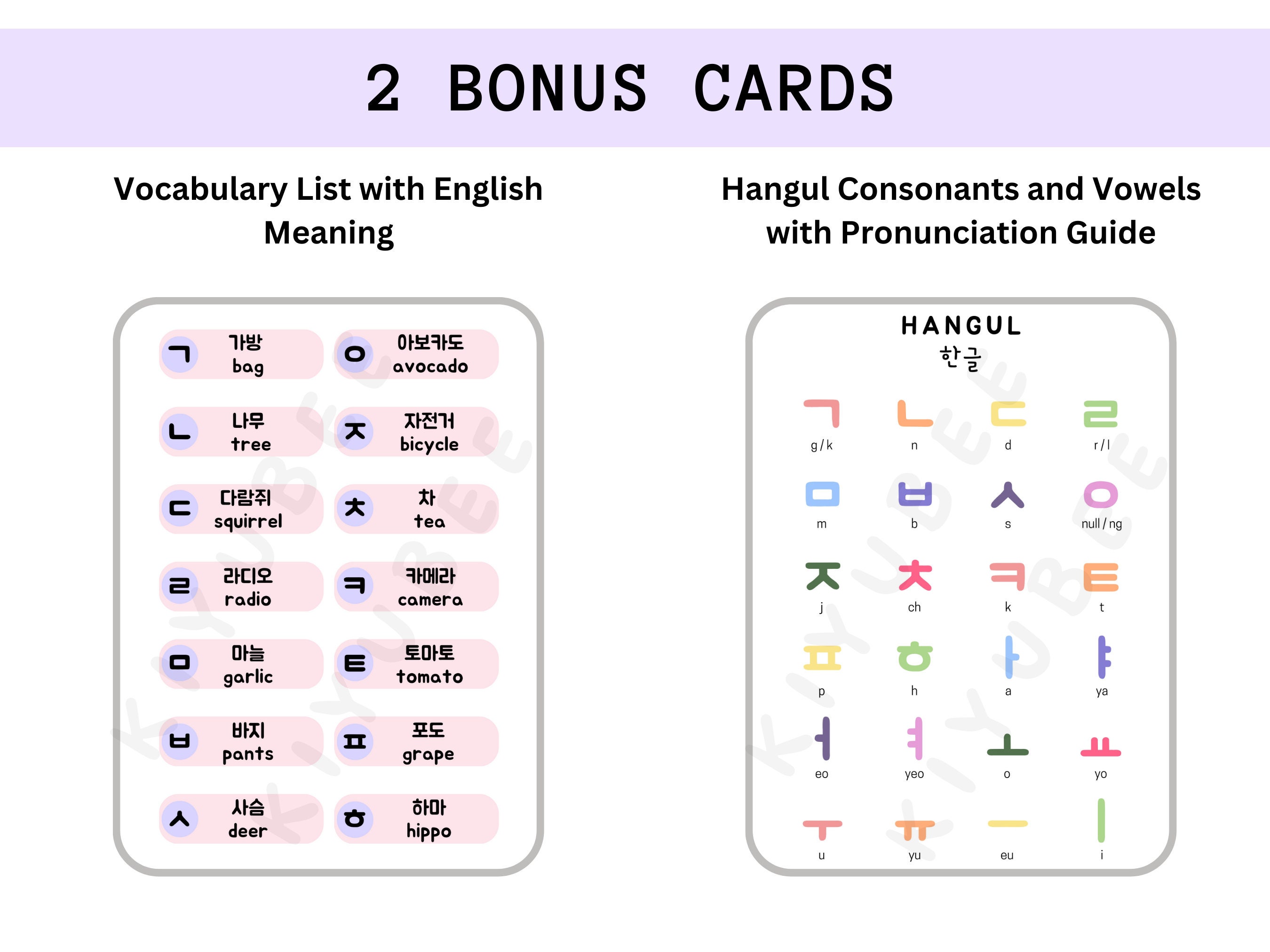 F2-printable Korean Hangul Flashcards With Pictures|korean Alphabet ...
