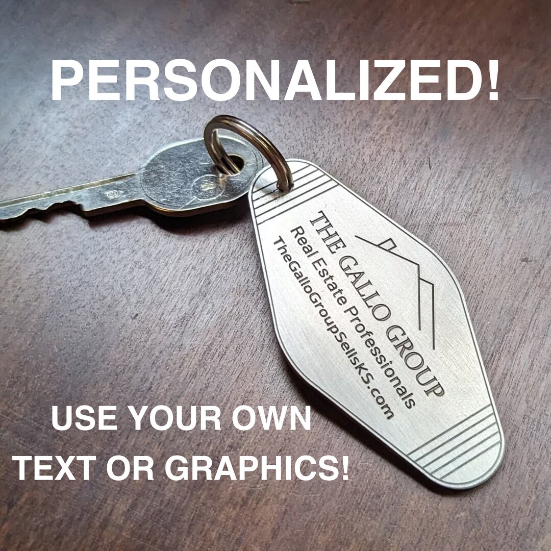 Large Personalized Retro Hotel/motel Keychain, Custom Stainless Steel ...