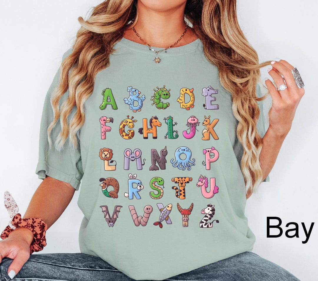 Comfort Colors® Alphabet Shirt, ABC Shirt, Animals Alphabet T-shirt ...