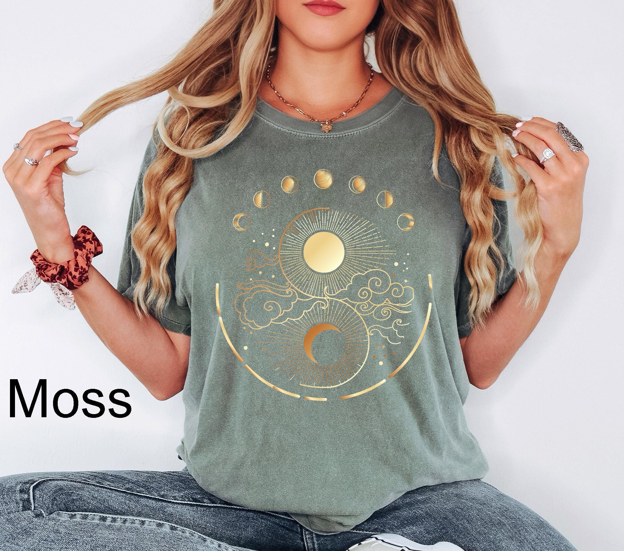 Comfort Colors® Mystical Moon Phase Shirt, Celestial Shirt, Boho ...