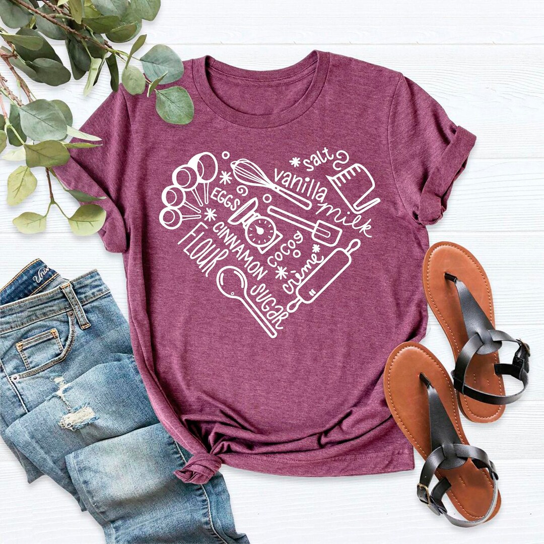 Bakery Heart Shirt, Baking Lover Shirt, Baking T-shirt, Baker Shirts ...