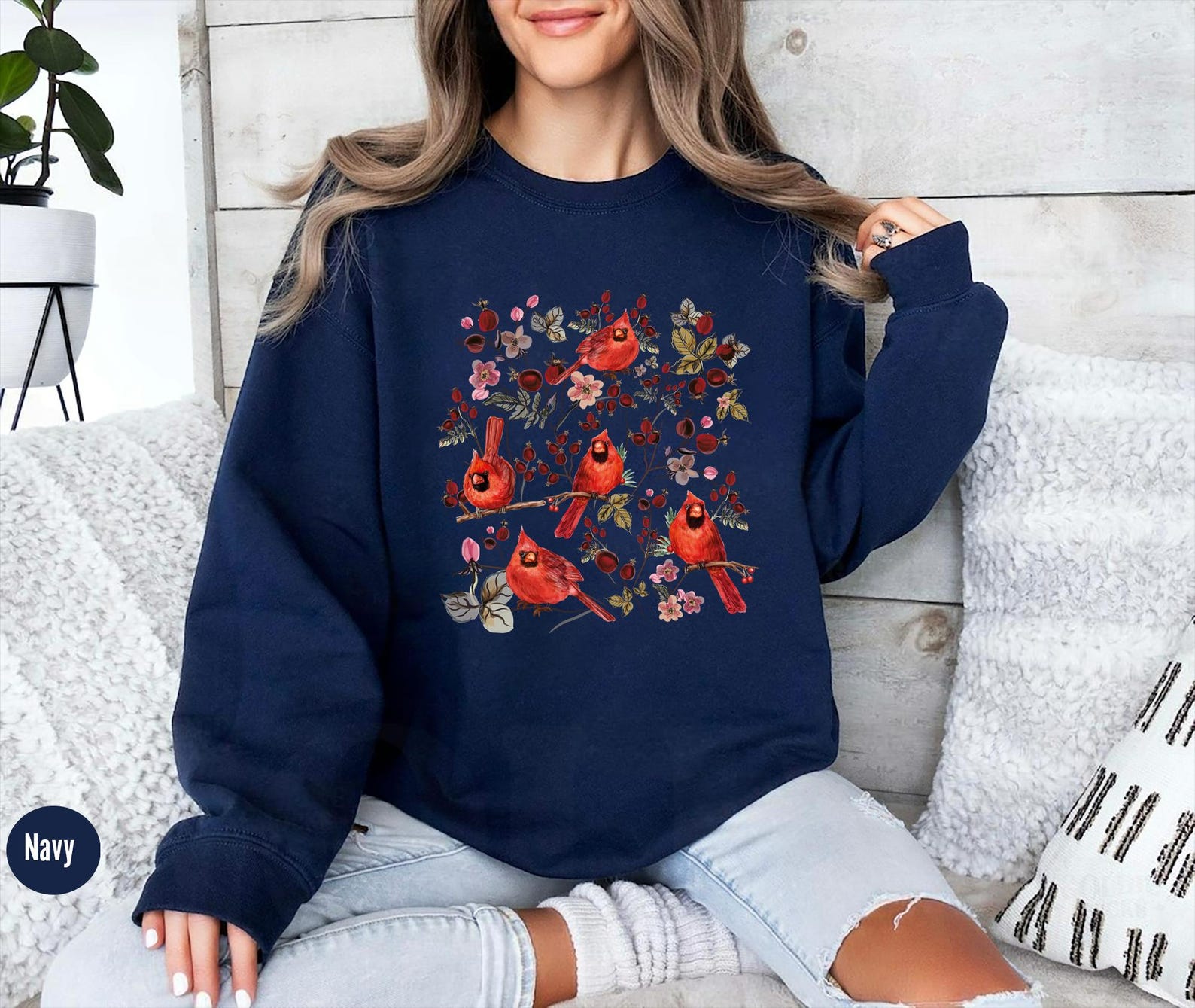 Vintage Cottagecore Wildflower Red Cardinal Sweatshirt, Goblincore ...