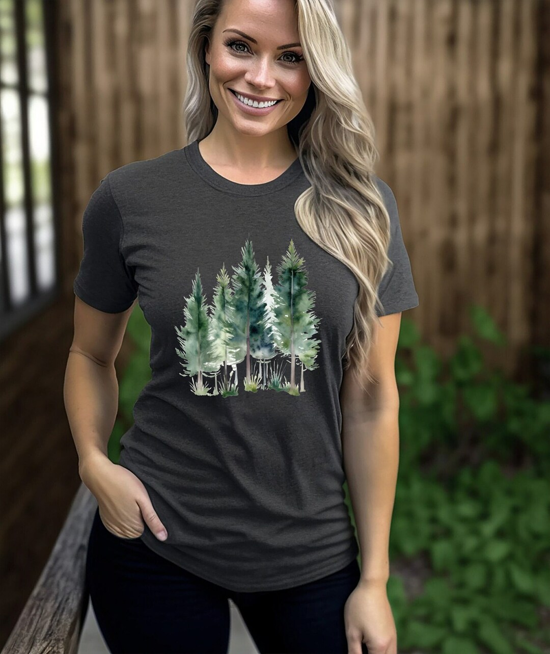 Watercolor Trees Shirt, Forest Graphic Tee, Nature Tshirt, Watercolor ...