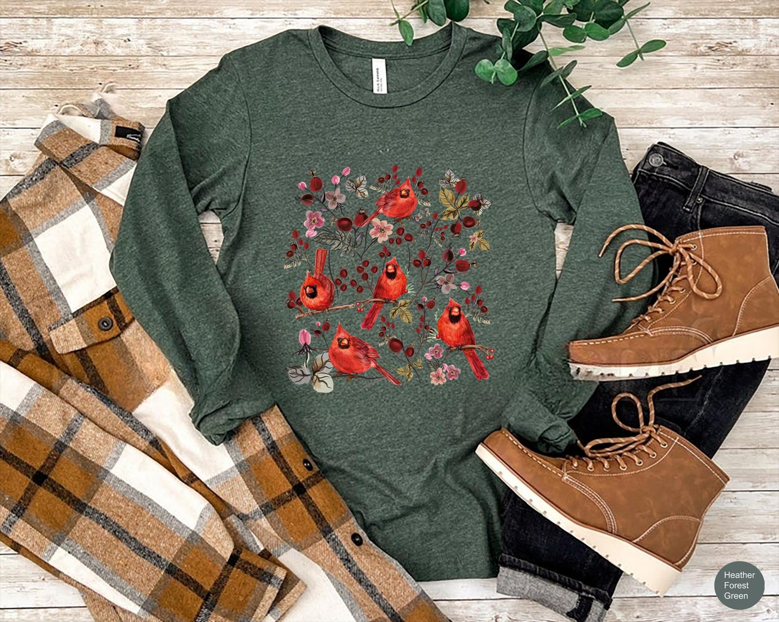 Vintage Cottagecore Wildflower Red Cardinal Sweatshirt, Goblincore ...