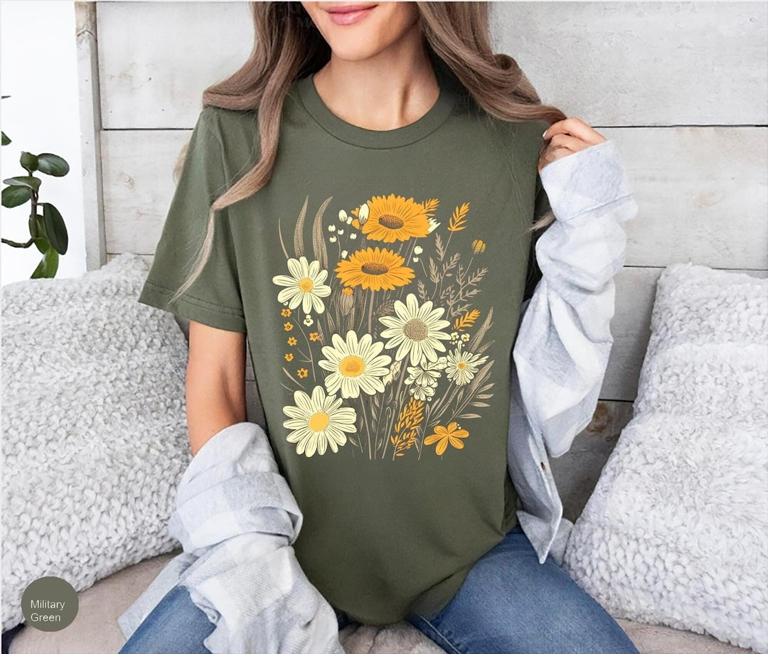 Floral Cottagecore Shirt, Spring Flowers Shirt, Botanical Shirt, Summer ...