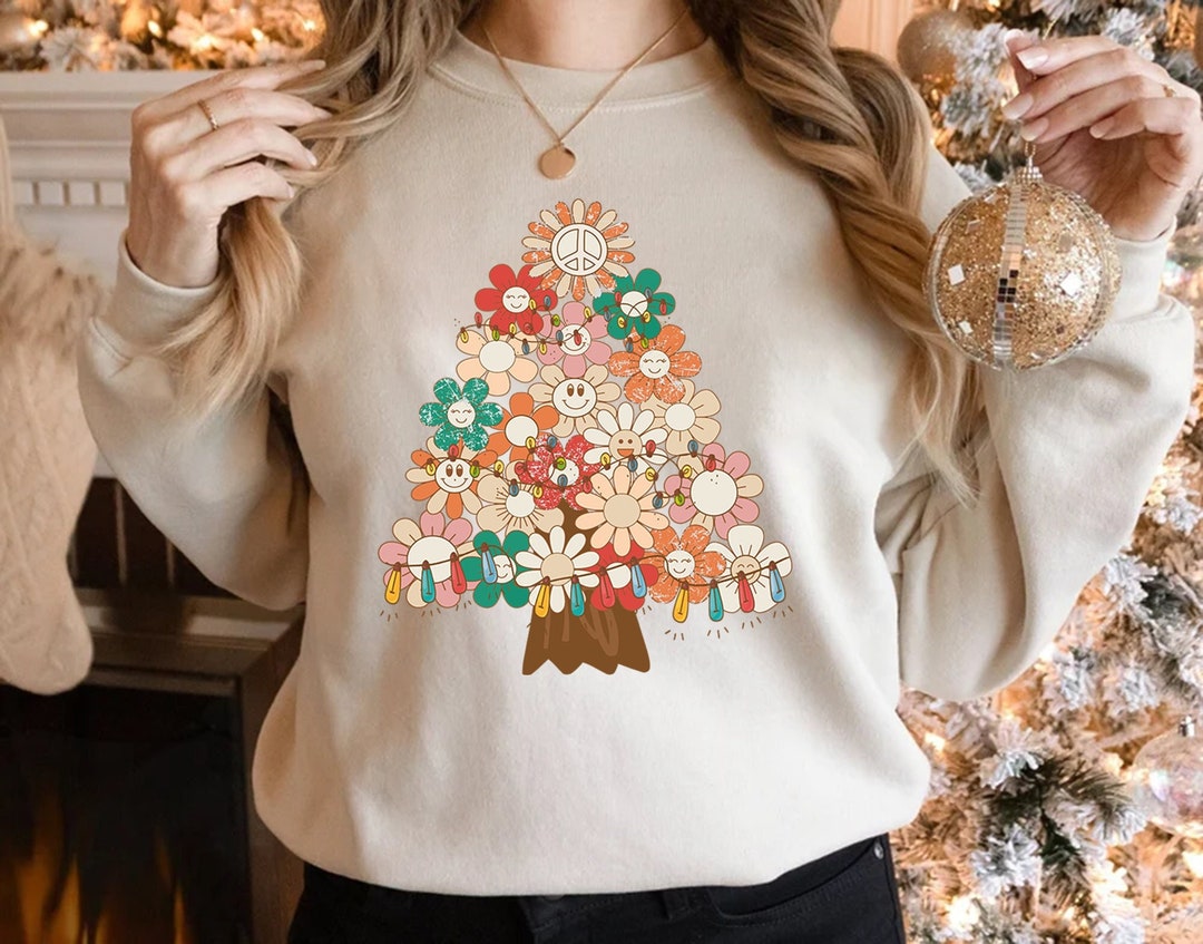 Retro Christmas Tree Shirt, Vintage Christmas Shirt, Groovy Christmas ...