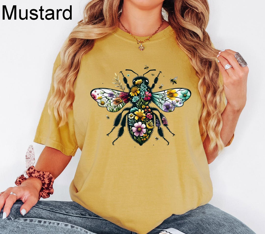 Comfort Colors® Bee Wildflower Shirt, Bee Shirt, Nature Shirt, Summer ...