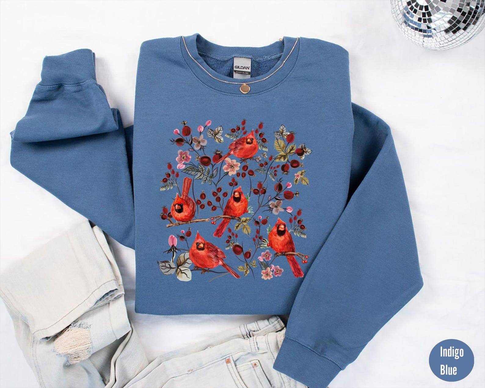 Vintage Cottagecore Wildflower Red Cardinal Sweatshirt, Goblincore ...