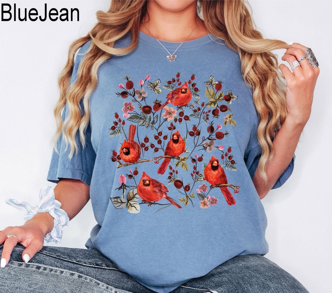 Comfort Colors® Vintage Cottagecore Wildflower Red Cardinal Shirt ...