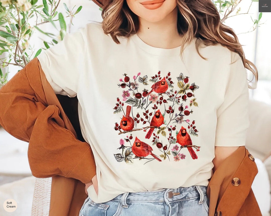 Vintage Cottagecore Wildflower Red Cardinal Shirt, Goblincore Nature ...