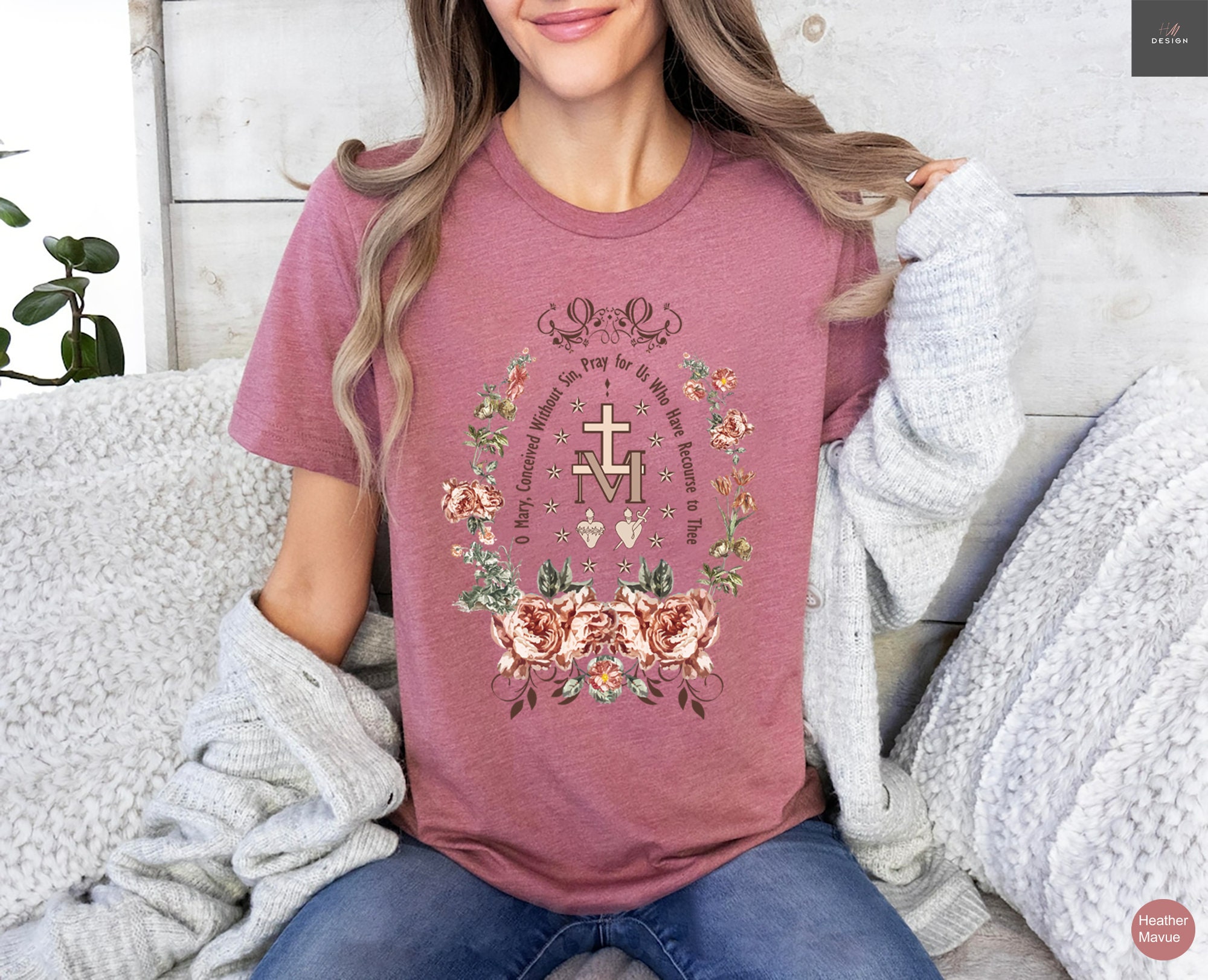 Marian Catholic T-shirt, Virgin Mary T Shirt, Catholic Gifts for Women ...