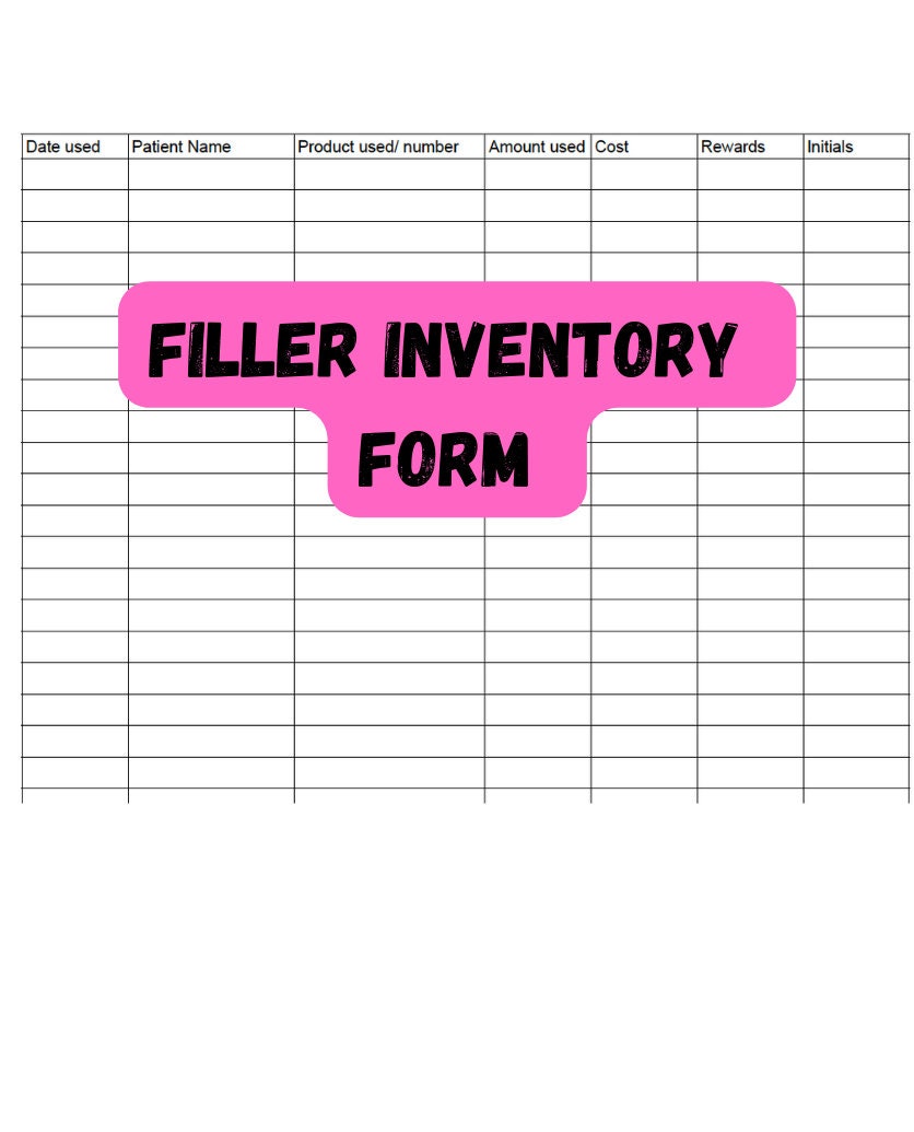 Filler Inventory Sheet- Form PDF - Etsy