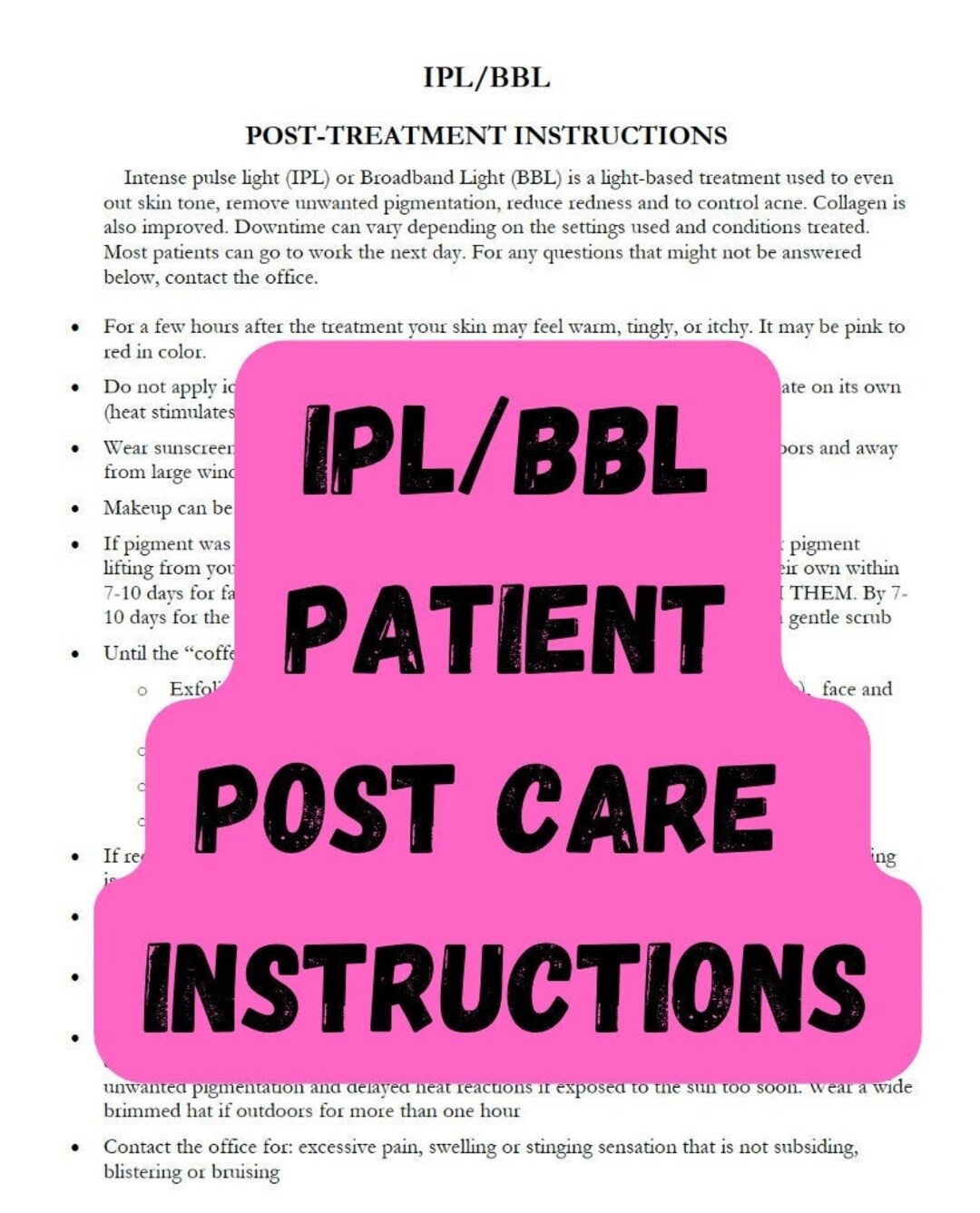 Intense Pulse Light/ Broadband Light IPL/BBL Patient Post Care ...