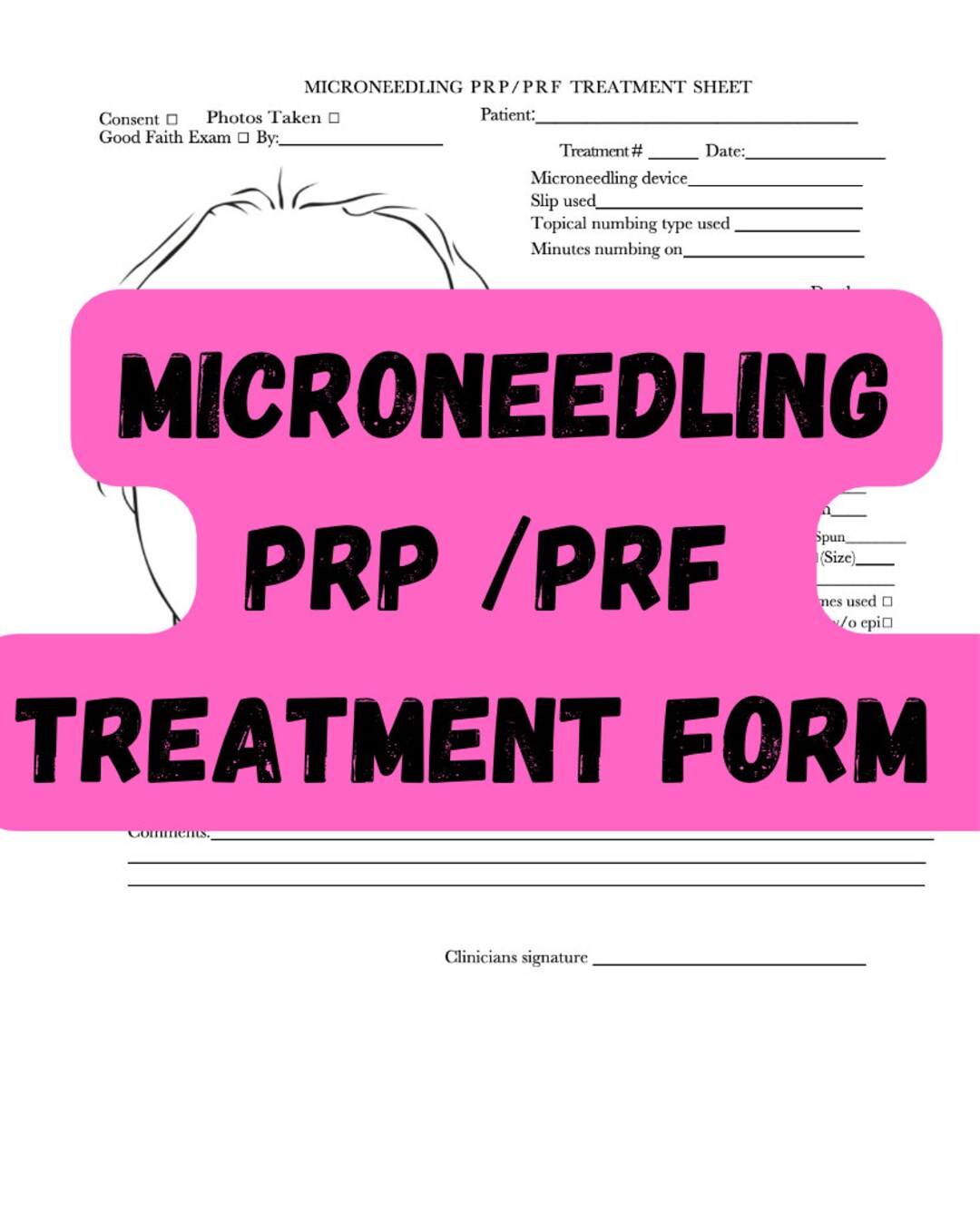 Microneedling PRP PRF Exosome Treatment Form PDF - Etsy