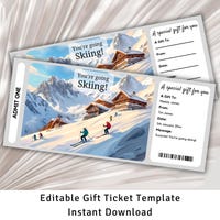 Printable Kids SKIING Surprise Reveal Ticket, Gift Voucher, Editable ...