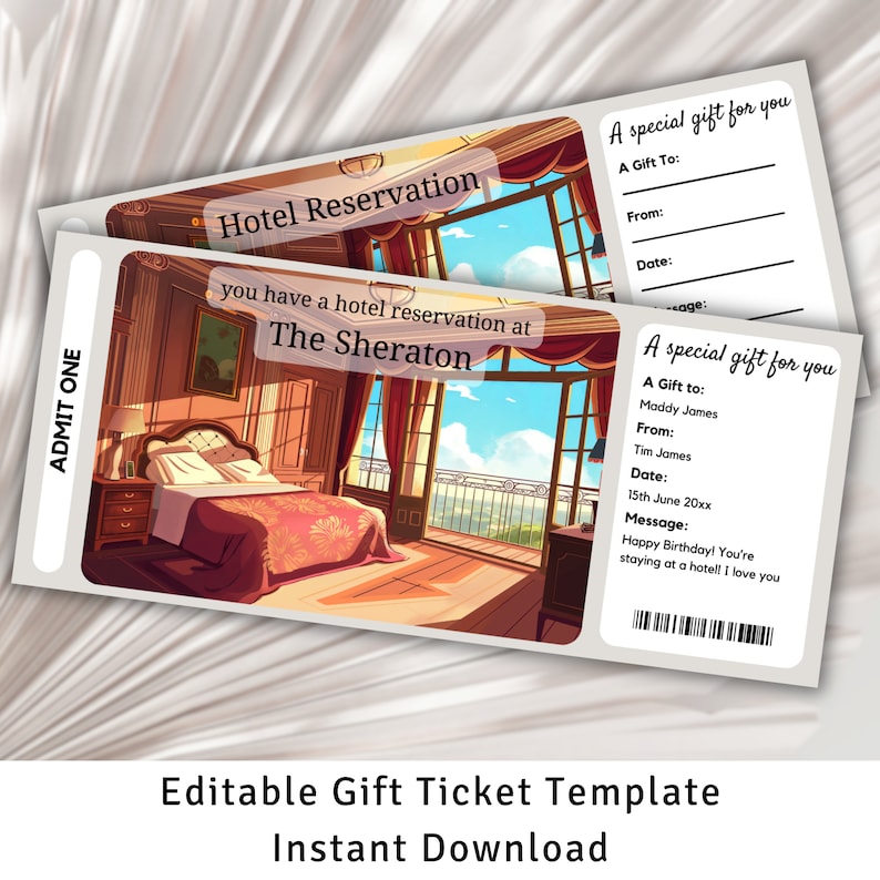 Hotel Reservation Gift Ticket, Surprise Hotel Stay Gift Voucher ...