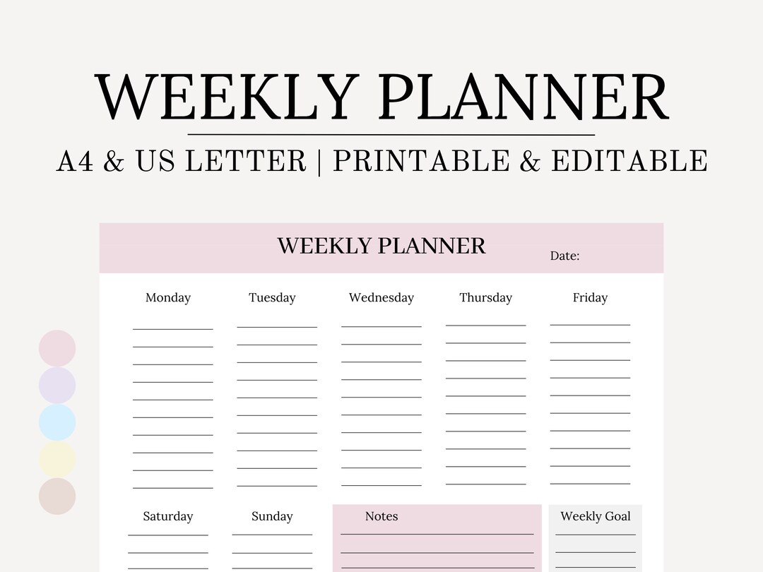 Weekly Planner Printable Weekly Organizer Weekly Landscape Planner ...