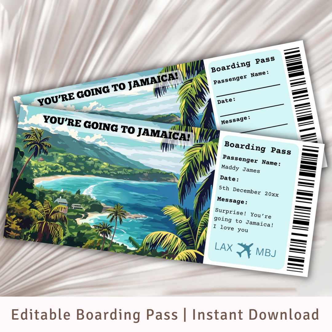 Boarding Pass Jamaica, You’re Going to Jamaica, Surprise Trip, Boarding ...