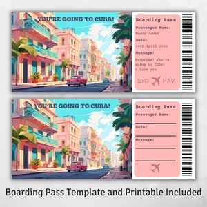 Boarding Pass Cuba, Surprise Trip to Cuba, Havana Trip, Flight Ticket ...