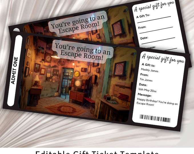 Escape Room Printable Gift Voucher | Escape Room Experience Coupon ...