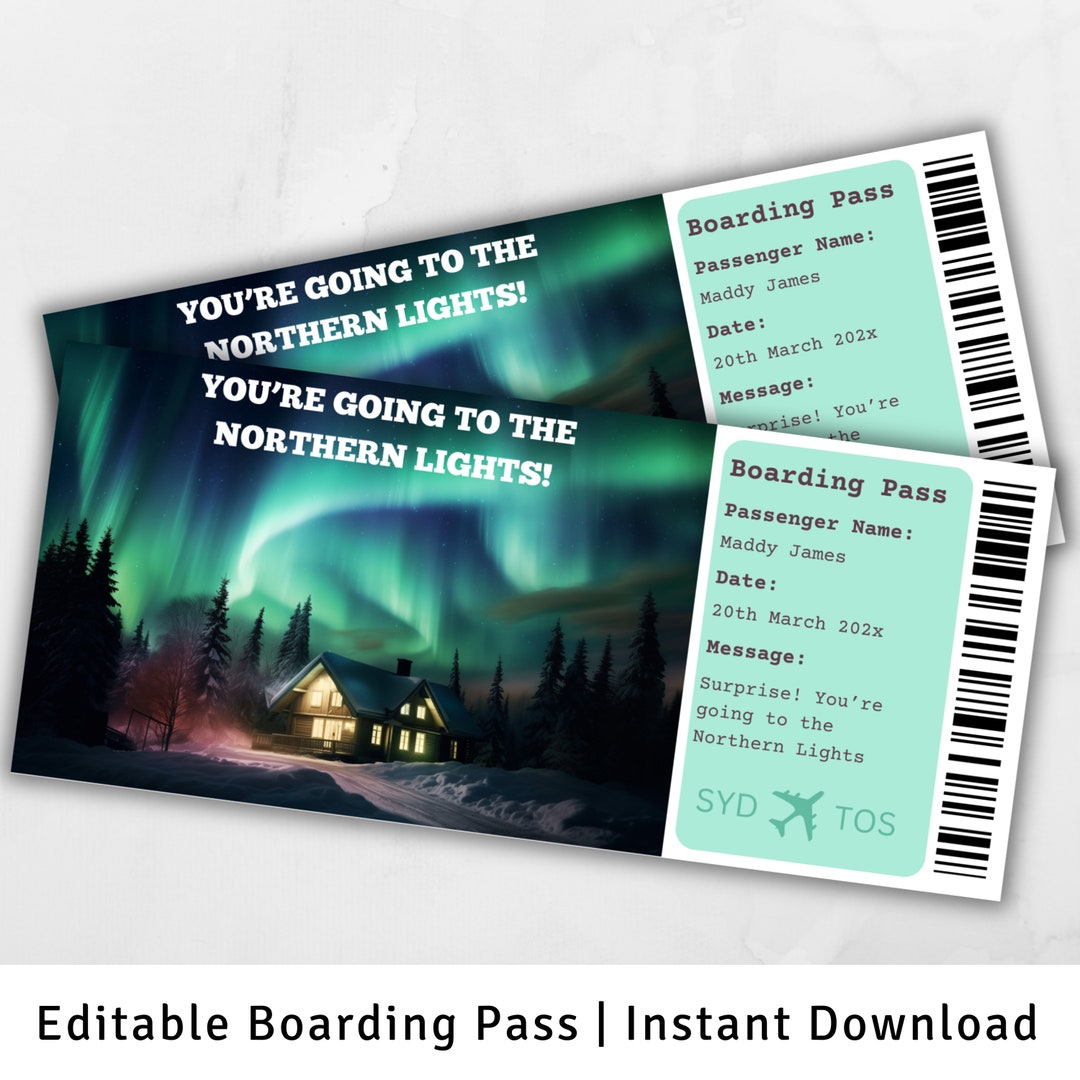Boarding Pass Northern Lights, Surprise Trip to the Northern Lights ...
