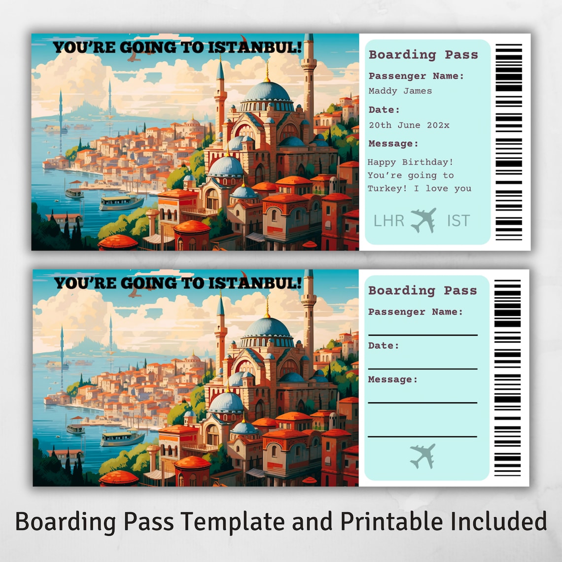 Boarding Pass Istanbul, Surprise Trip to Istanbul, Surprise Boarding ...