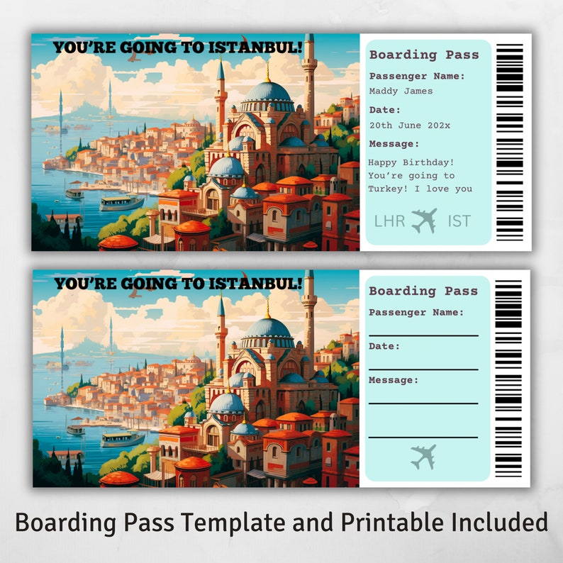 Boarding Pass Istanbul, Surprise Trip to Istanbul, Surprise Boarding ...
