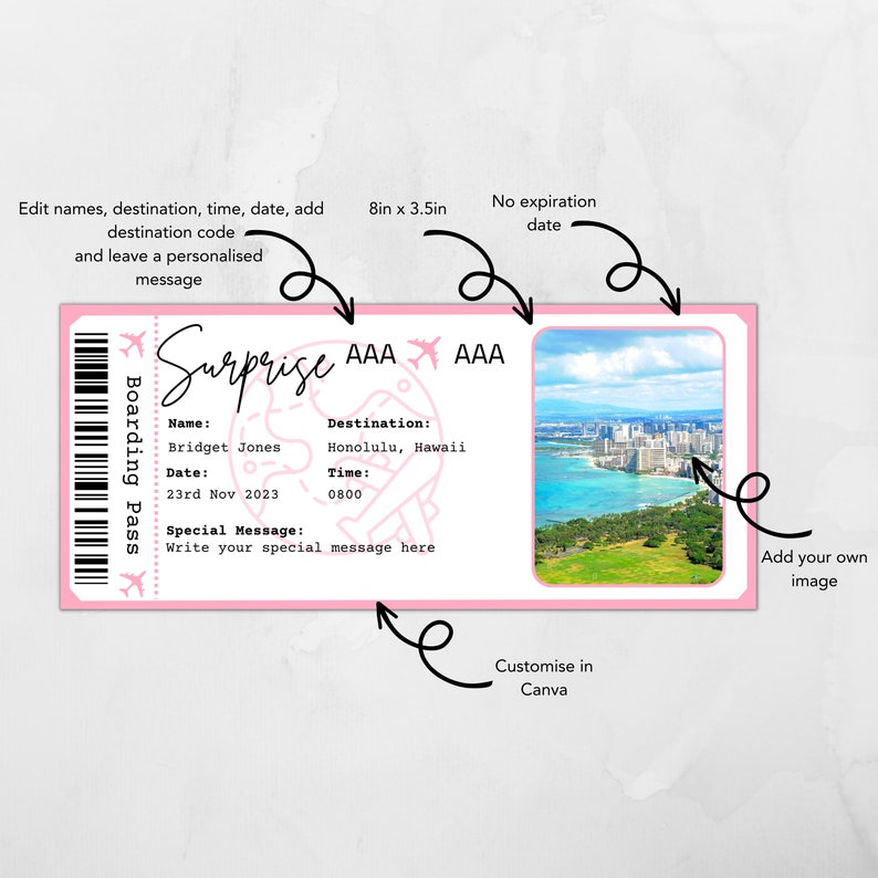 Boarding Pass Surprise, Boarding Card, Boarding Pass Template ...