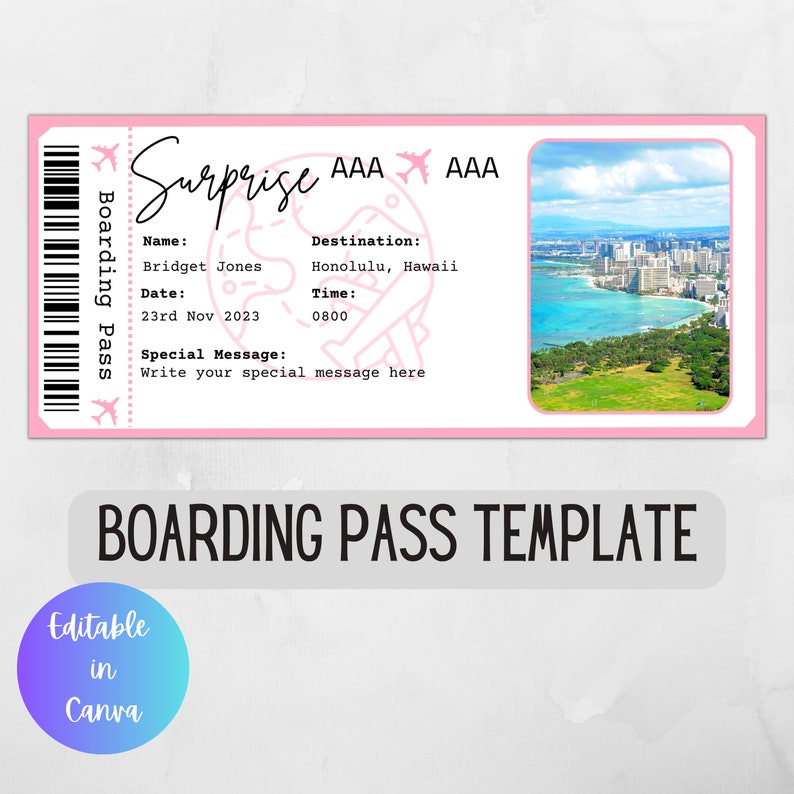 Boarding Pass Surprise, Boarding Card, Boarding Pass Template ...